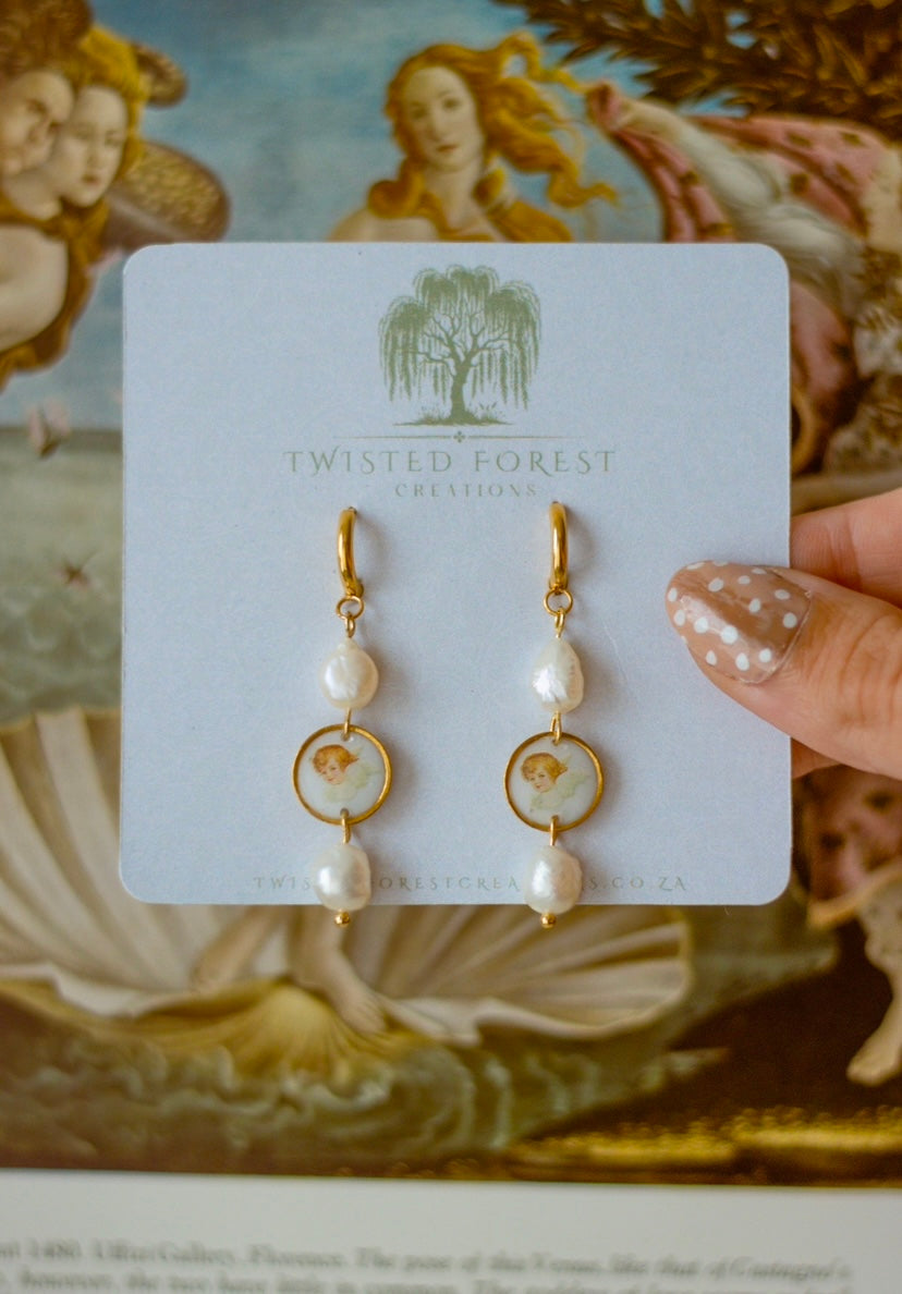 Cherub Pearl Hoops – Twisted Forest Creations